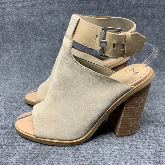 Marc Fisher | Shoes | Marc Fisher Leather Suede Stack Heel Open Toe ...